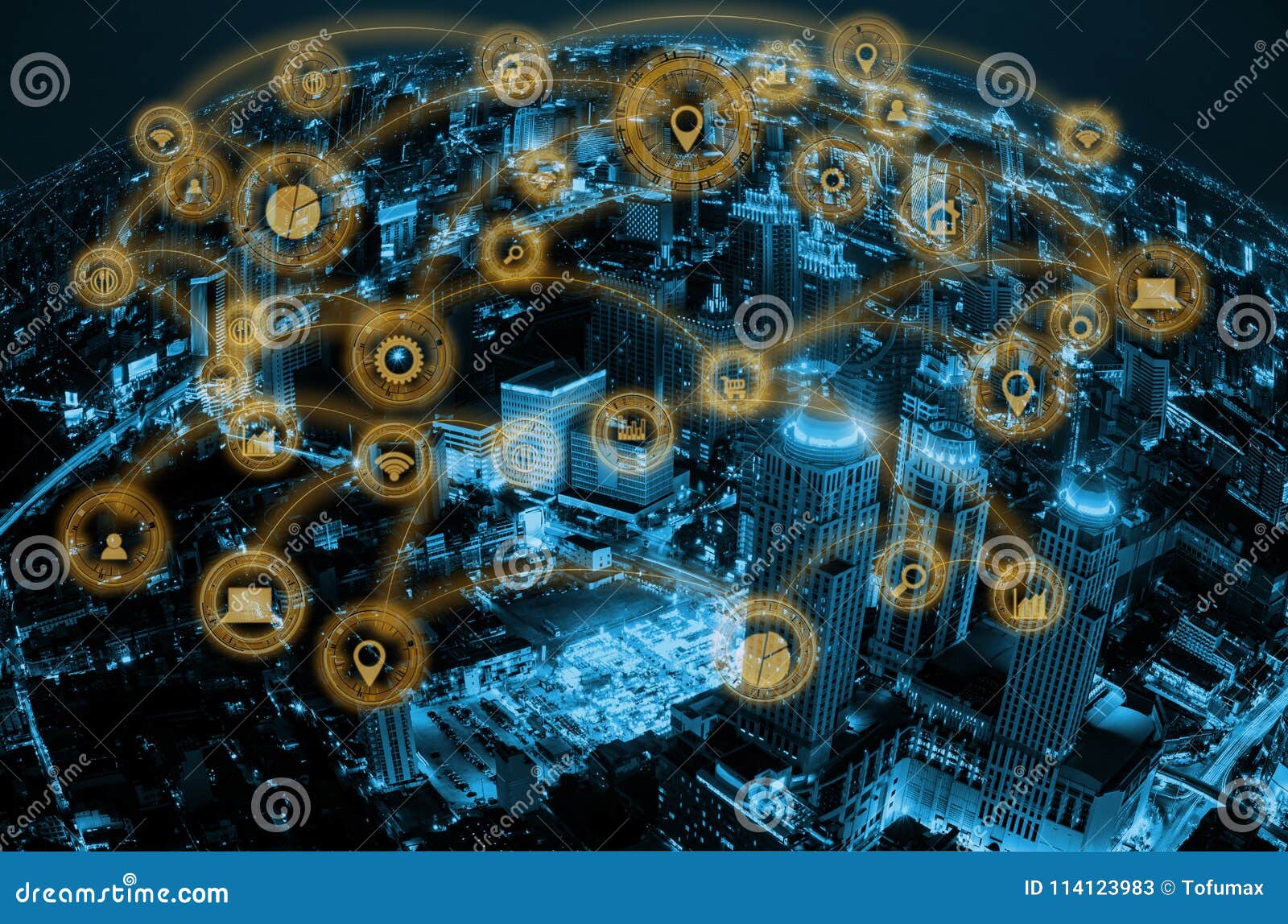 Smart City and Internet Network Stock Image - Image of technology ...