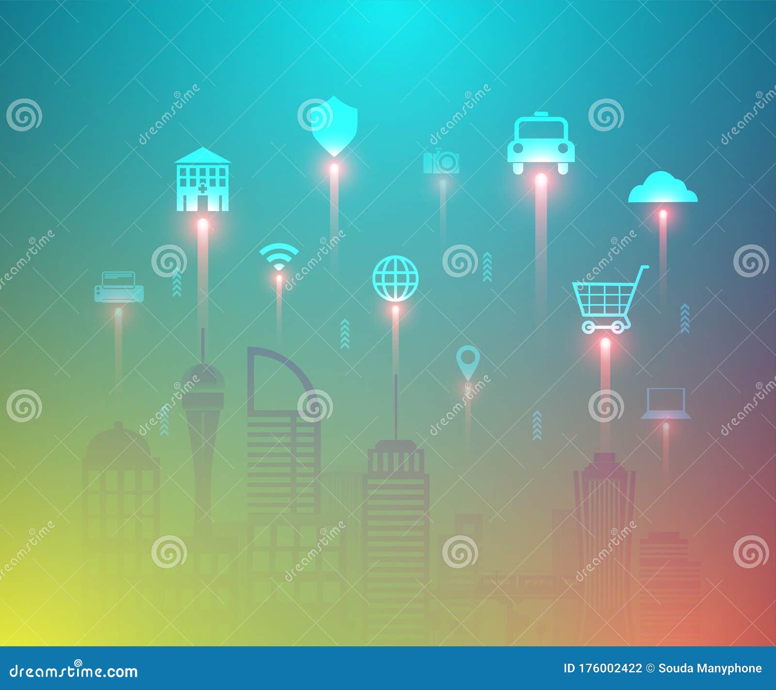 Floating Icons With Long Shadow Royalty-Free Stock Photo ...