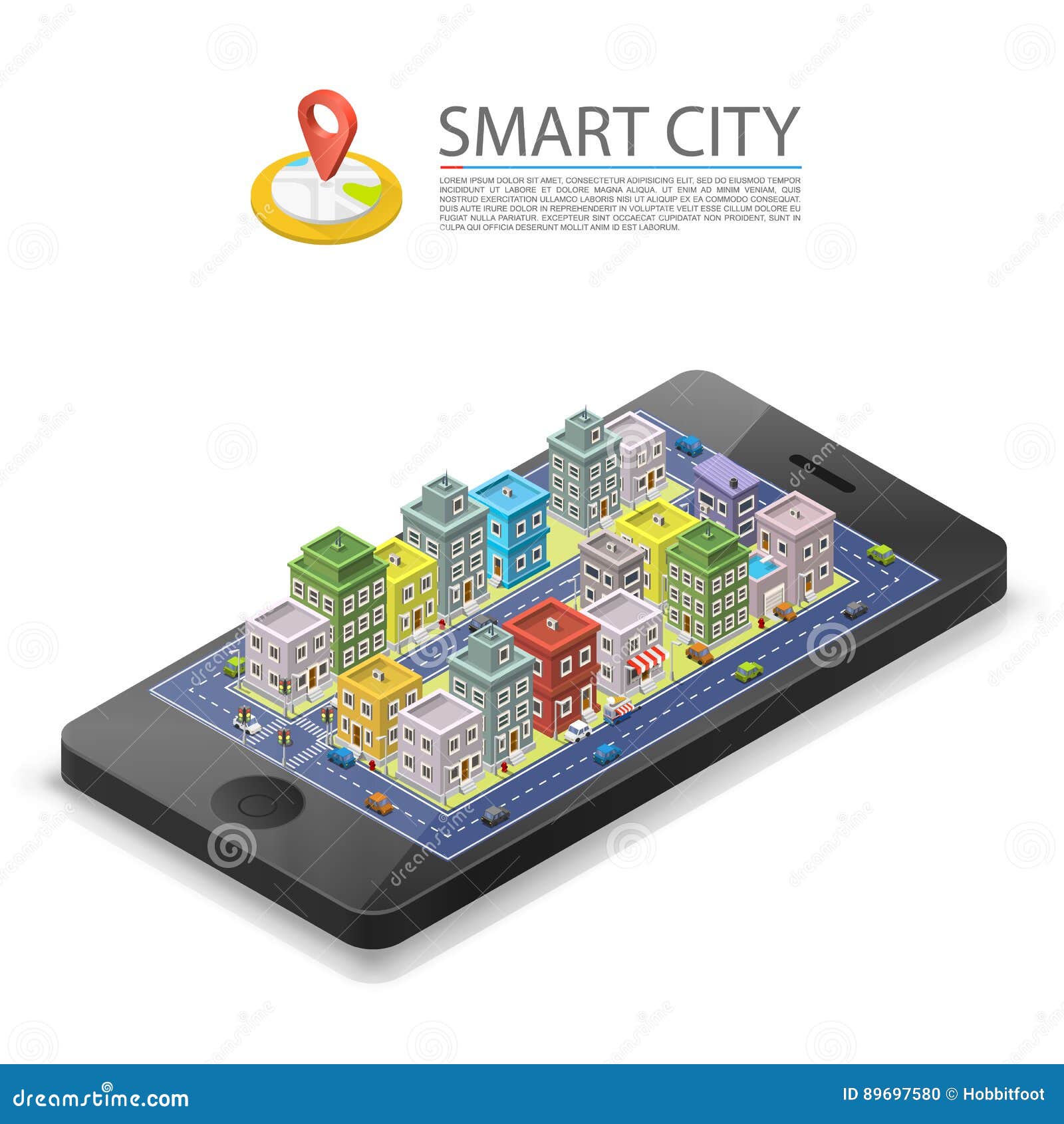 Smart City Isometric, App Device Mark, Object on a White Background ...