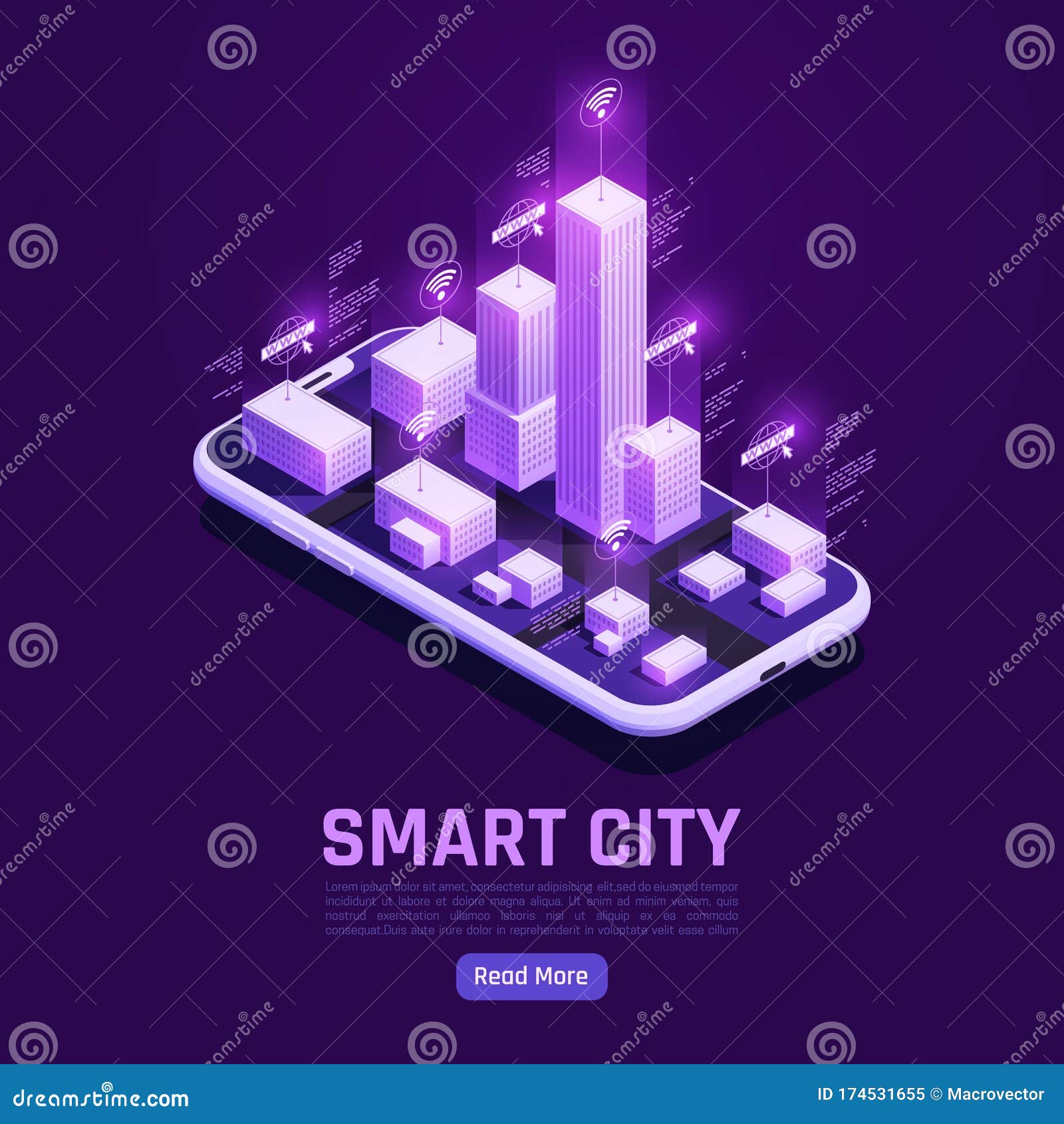 Smart City Isometric Poster Stock Vector - Illustration of electronic ...