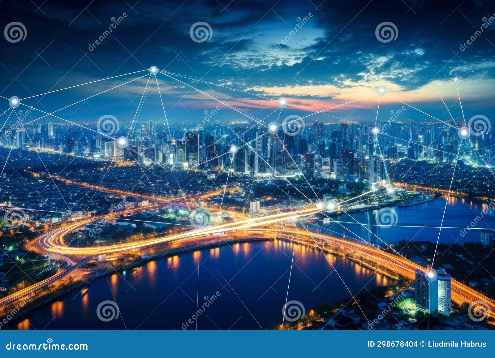 Smart City Network Connection and Internet of Things (IoT) Concept ...