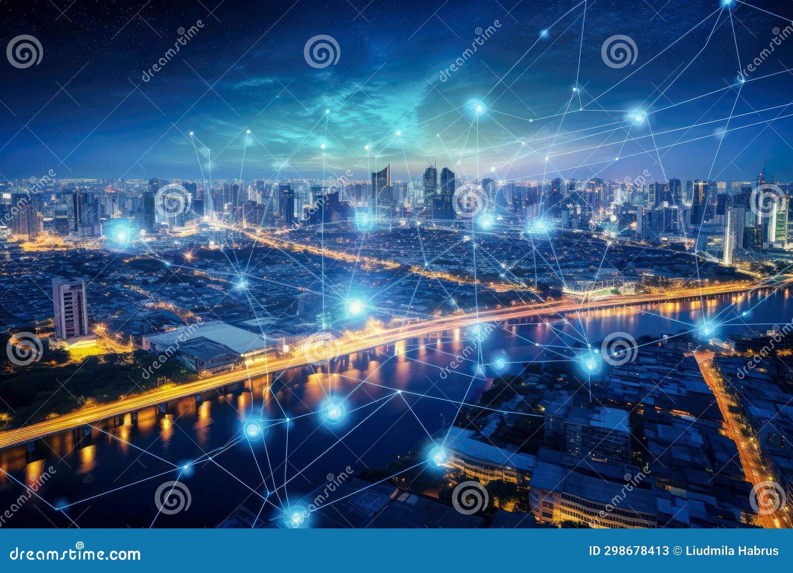 Smart City Network Connection and Internet of Things (IoT) Concept ...