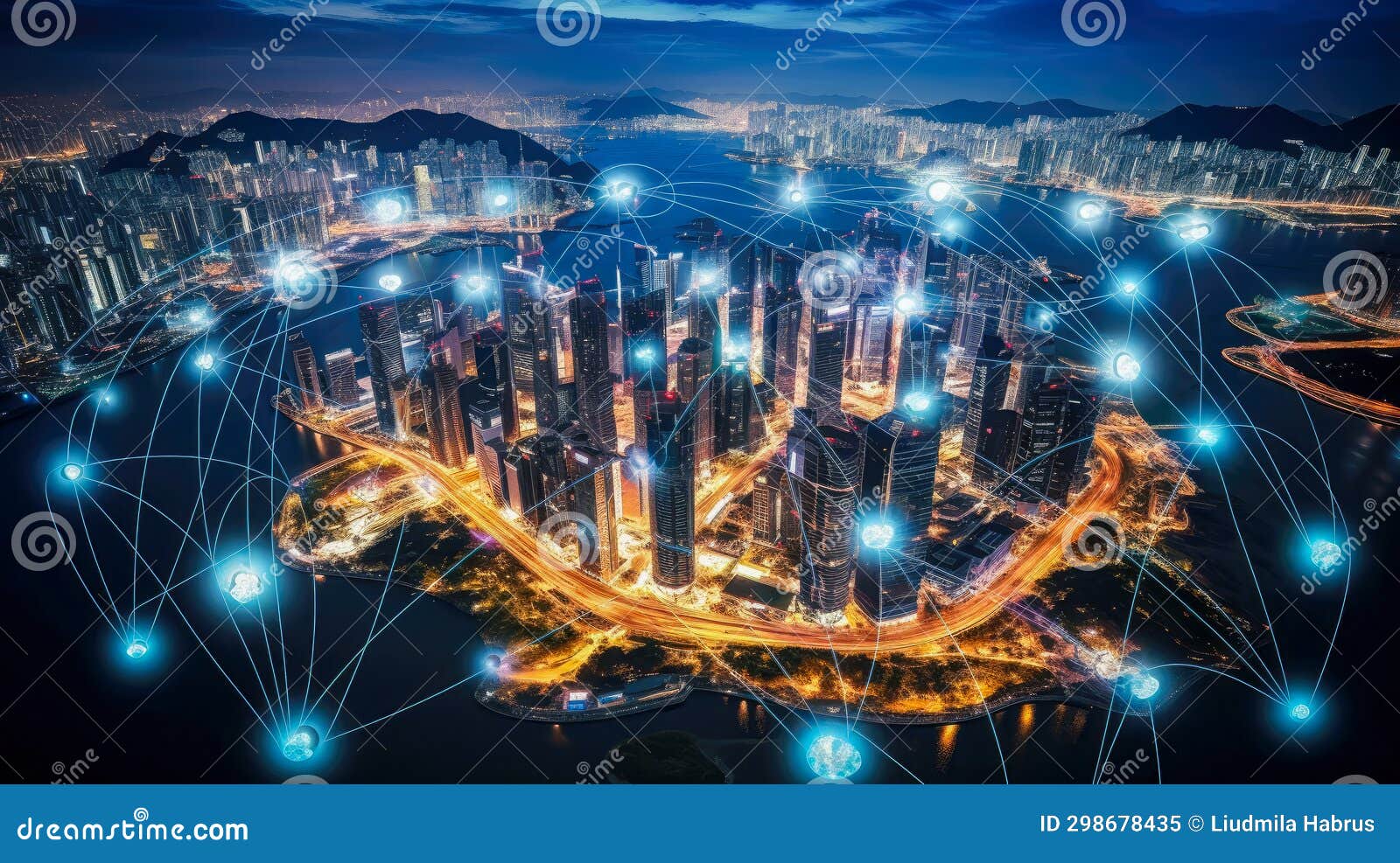 Smart City Network Connection and Internet of Things (IoT) Concept ...