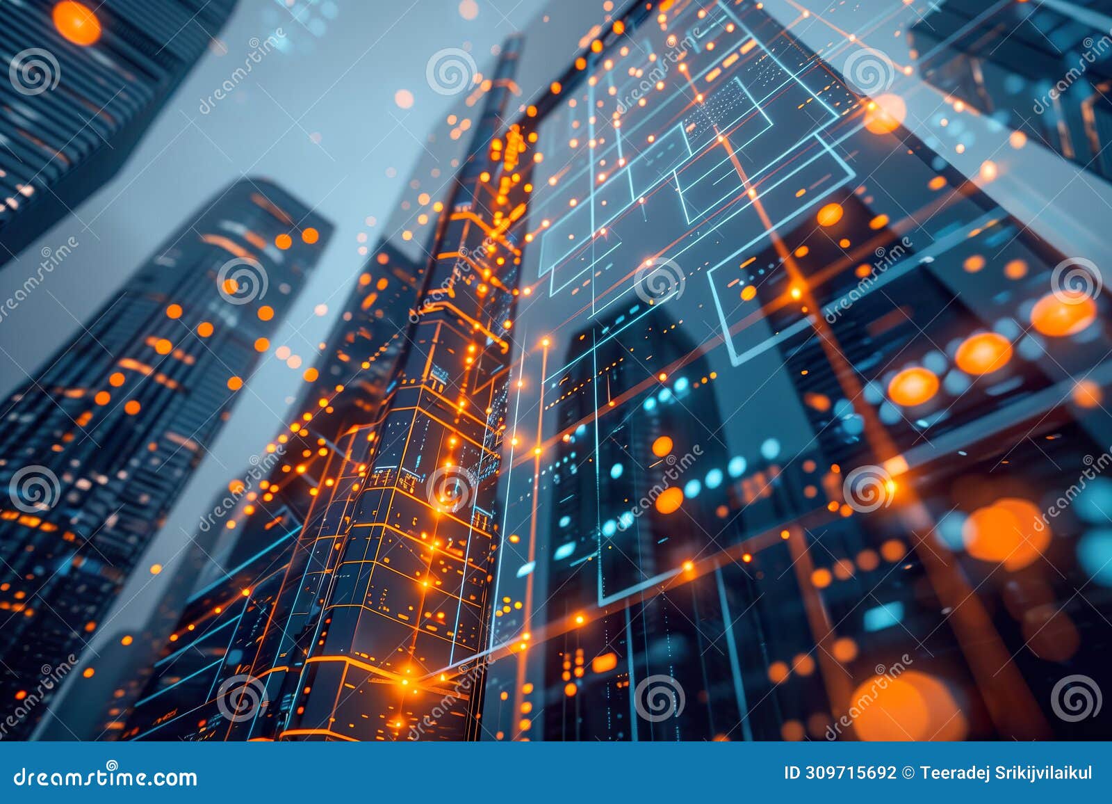 A Smart City Network, Showcasing Interconnected Data Points and Digital ...
