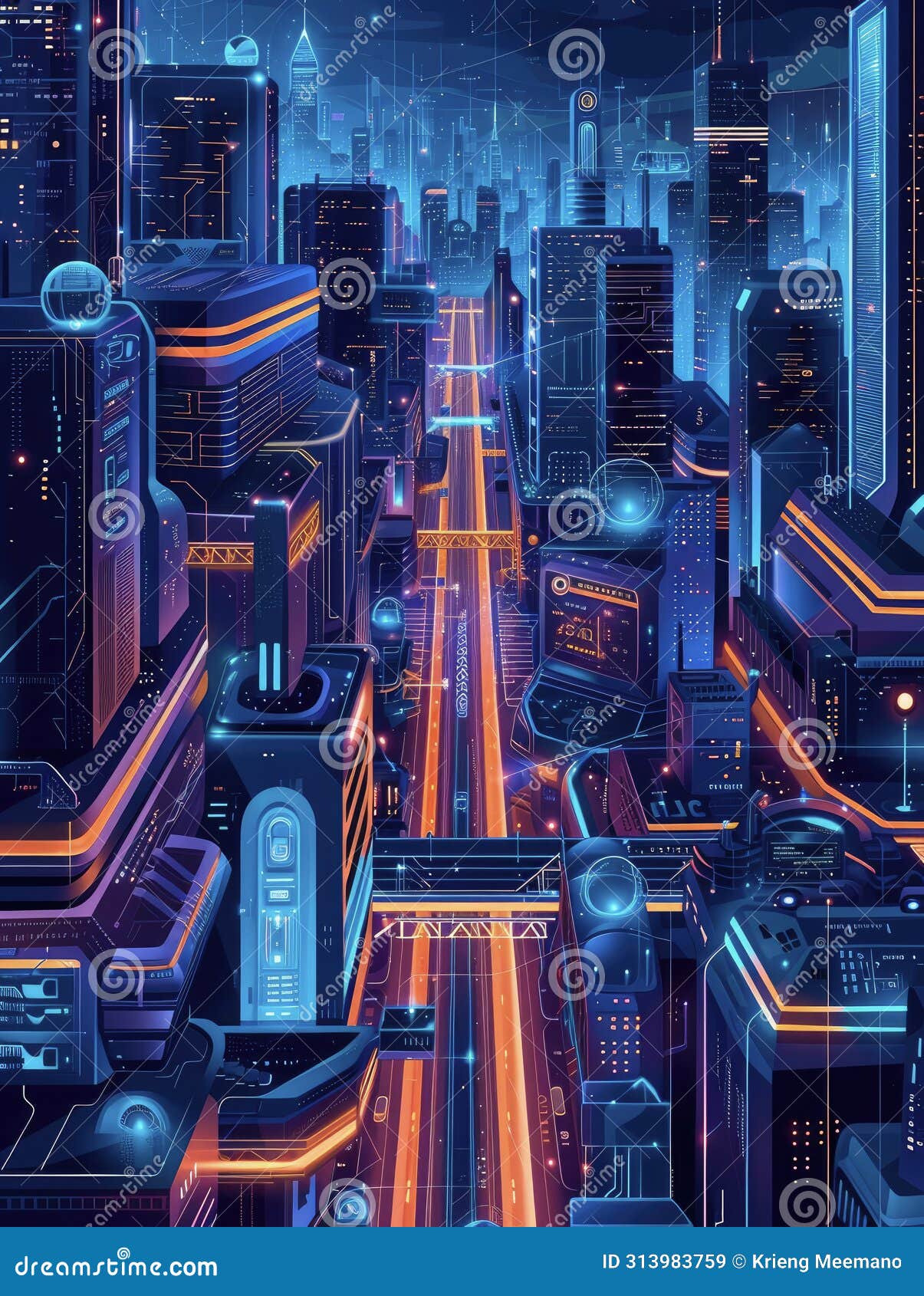 Smart City Nightscape Visualization Advanced Digital Tech and ...