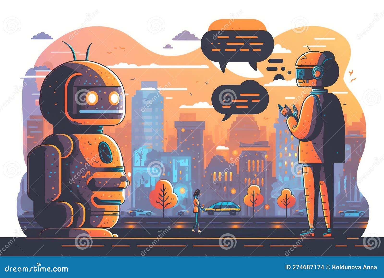 Smart City with Robot System Artificial Intelligence, Created with ...