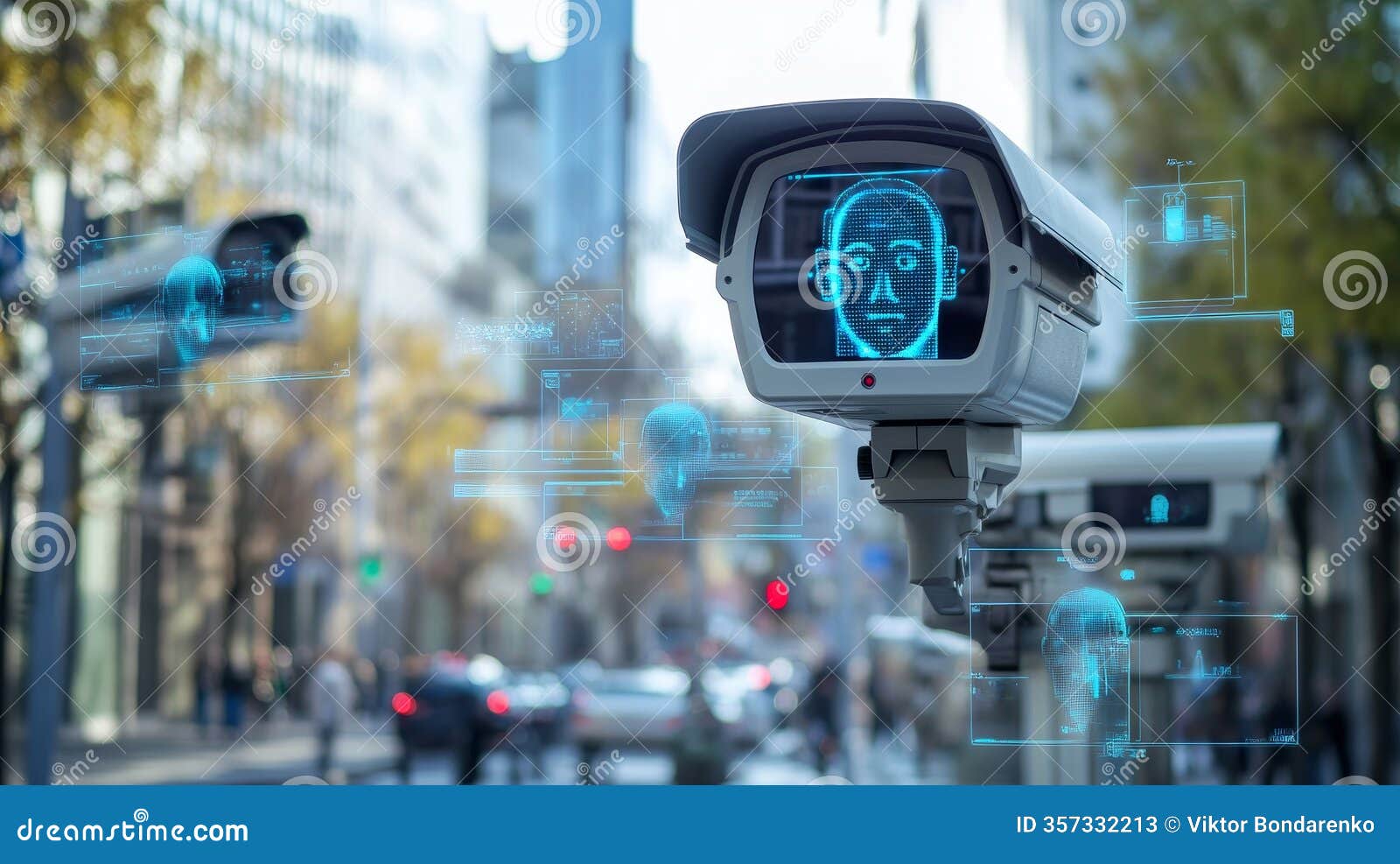 Smart City, Smart Surveillance Cameras Analyzing the Environment, with ...