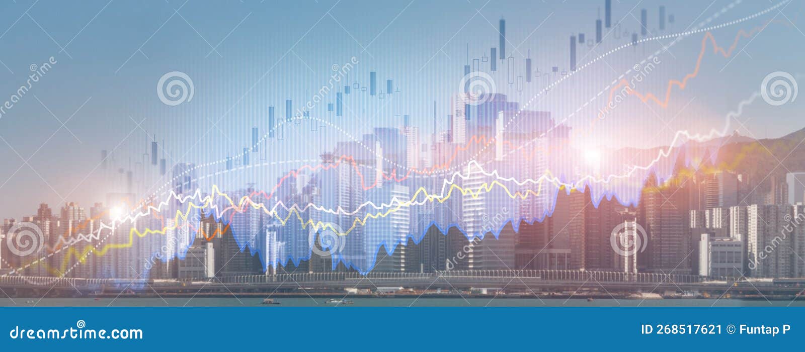 Smart City and Stats Concept with Growing Digital Graphs and Diagram on ...