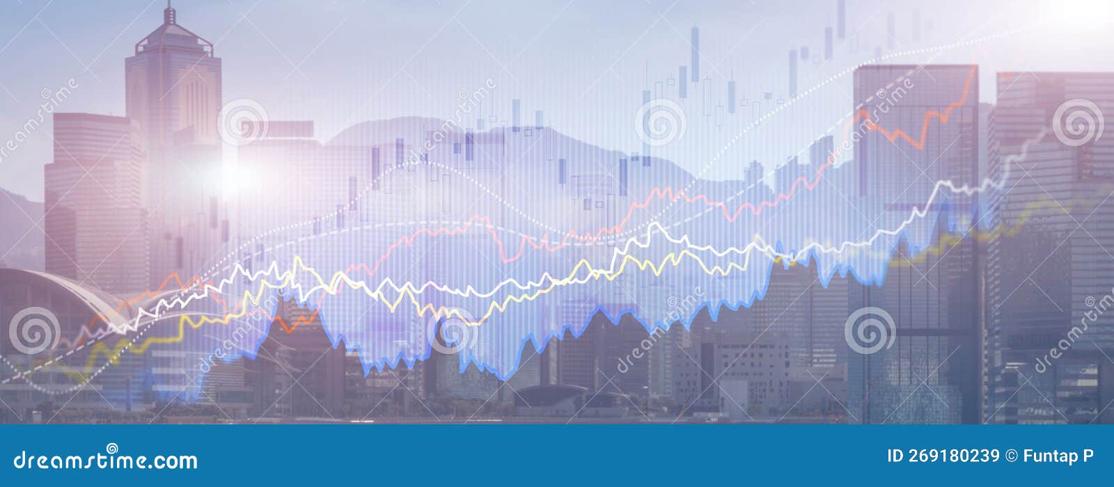 Smart City and Stats Concept with Growing Digital Graphs and Diagram on ...