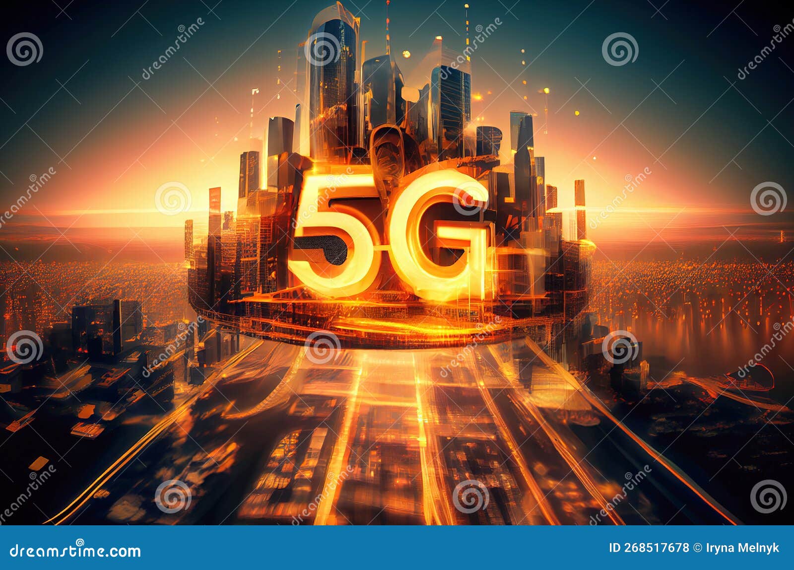 Smart City and Fast 5G Communication Network Representation Concept ...