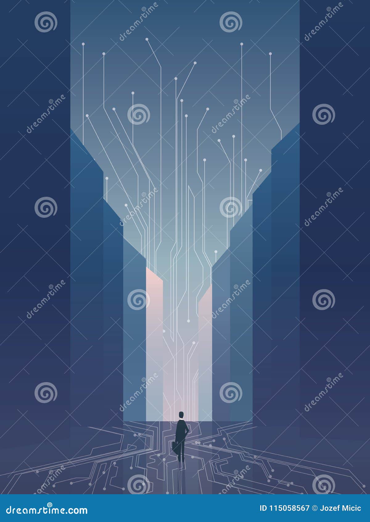 Smart City Vector Concept Background with it Specialist, Developer ...