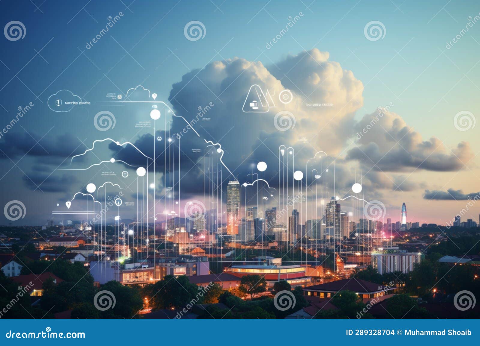 Smart City Vision Illustrated on a Banner with a Cloud Computing ...