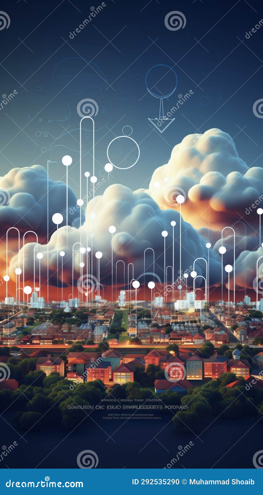 Smart City Vision Illustrated on a Banner with a Cloud Computing ...