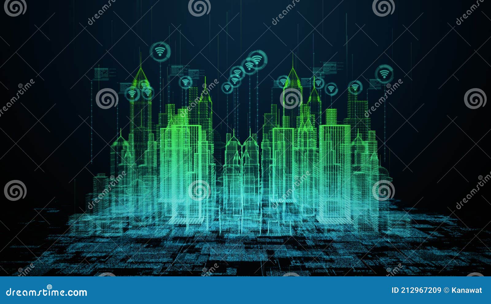Smart City with Wi-fi Connection Conceptual, Technology 5g ...