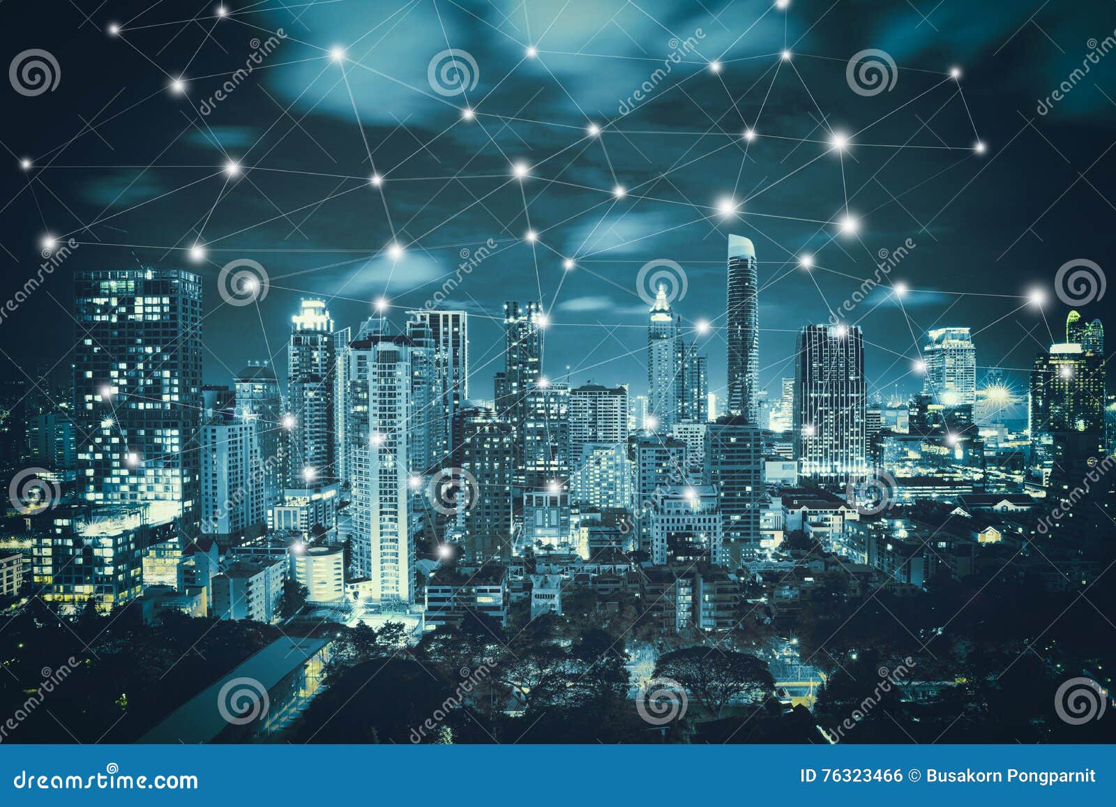 Smart city and wireless stock photo. Image of abstract - 76323466