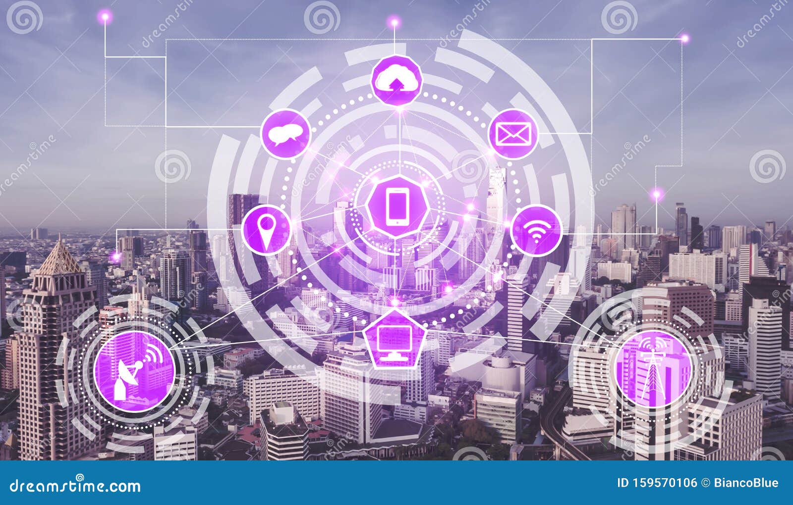 Smart City Wireless Communication Network Concept Stock Photo - Image ... Smart City Wireless Communication Network Concept Stock Photo - Image ...