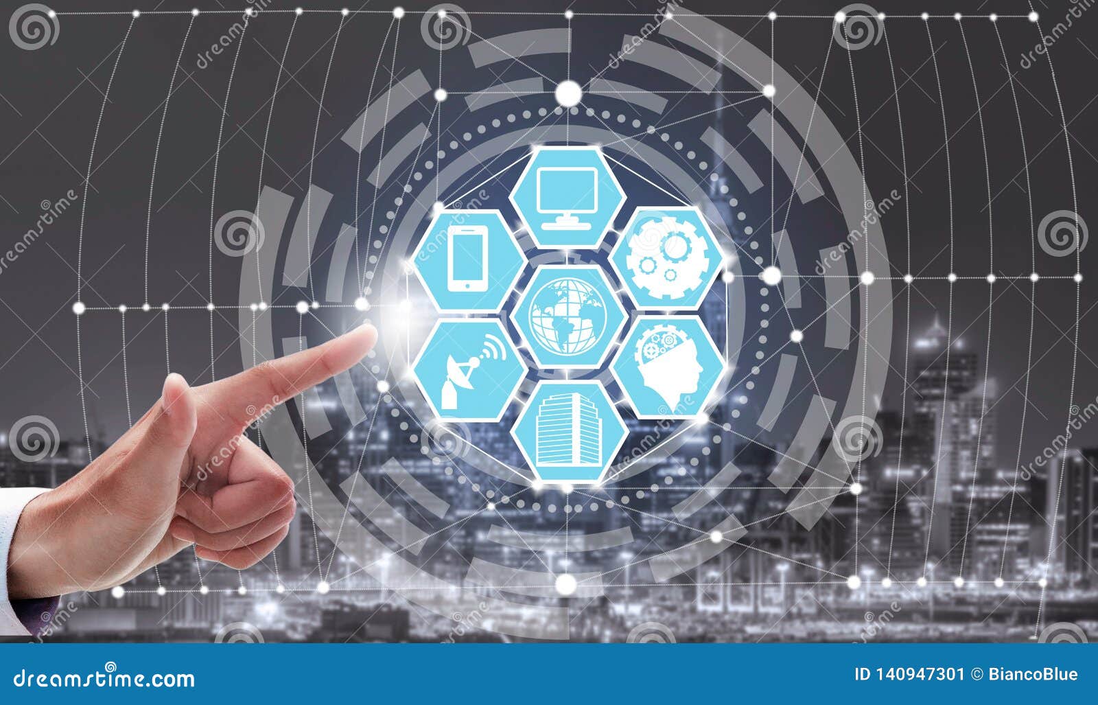 Smart City and Wireless Communication Network Stock Image - Image of ...