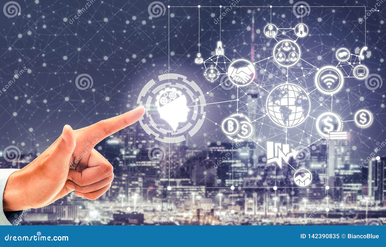 Smart City and Wireless Communication Network Stock Image - Image of ...