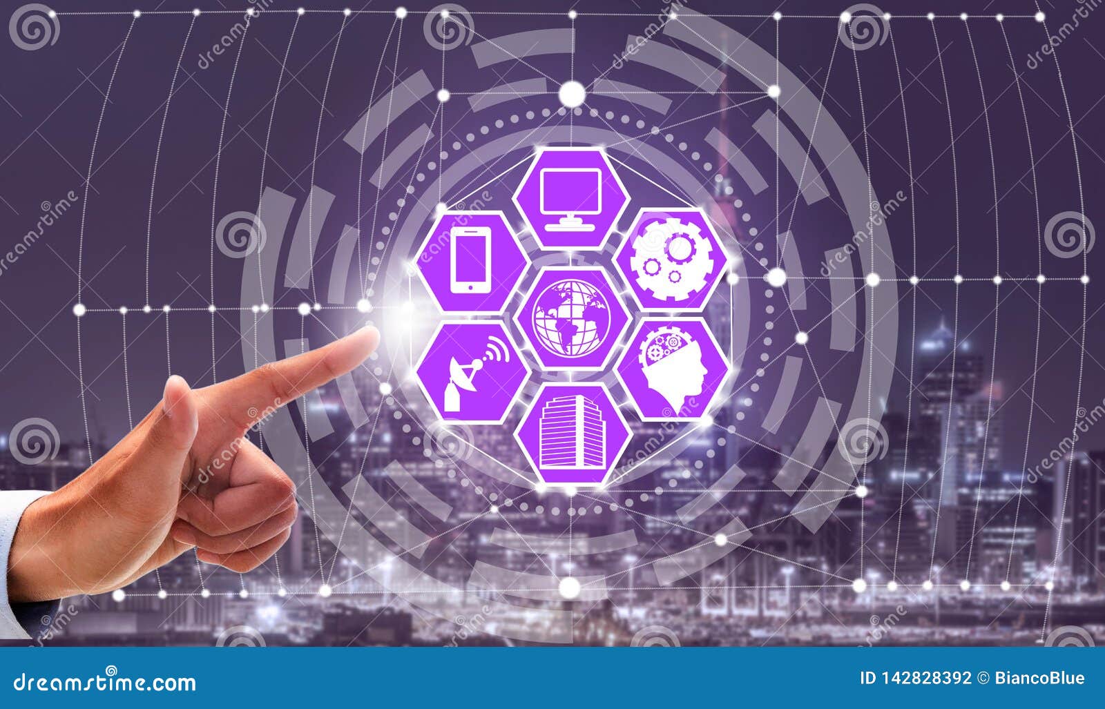 Smart City and Wireless Communication Network Stock Illustration ...