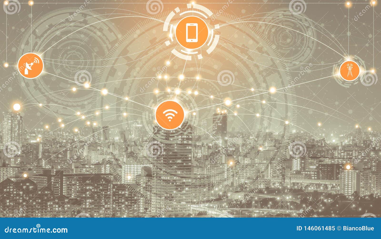 Smart City. 5G, IOT, Communication Network Concept. City, Artificial ...