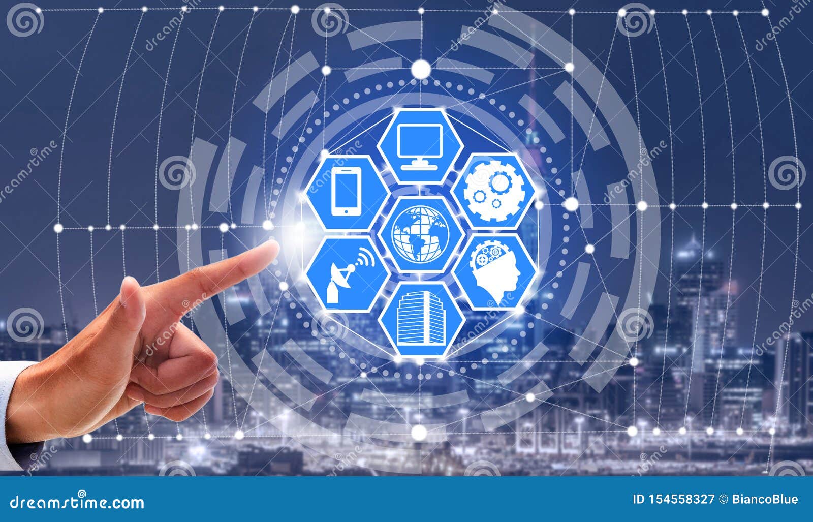 Smart City and Wireless Communication Network Stock Image - Image of ...