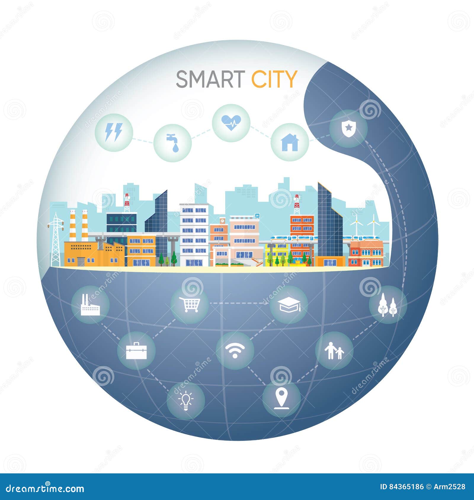 Smart city stock vector. Illustration of innovation, global - 84365186
