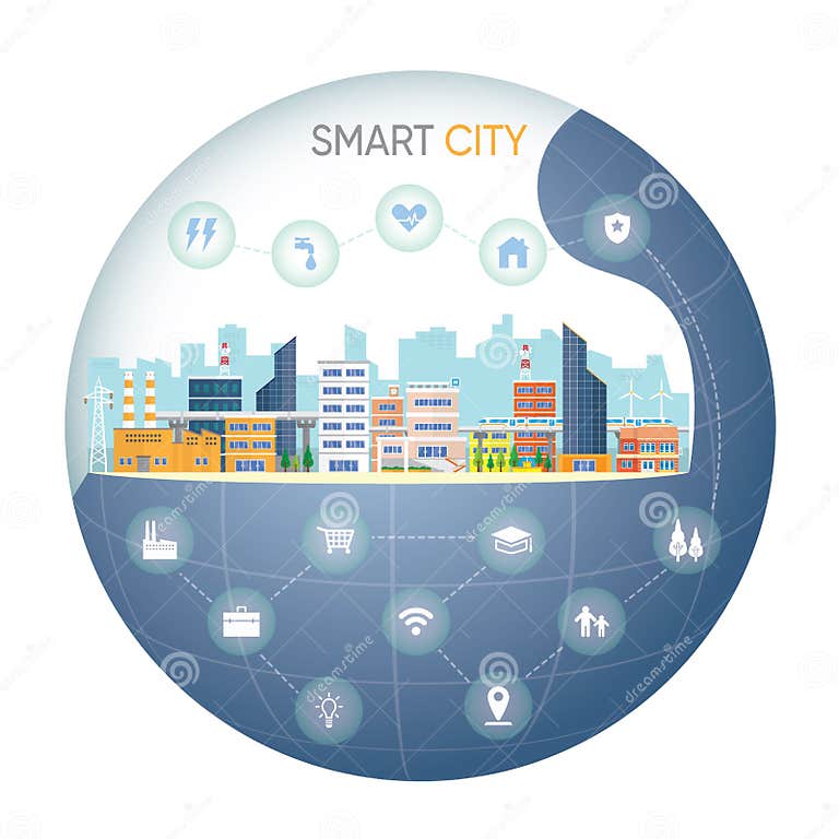 Smart city stock vector. Illustration of innovation, global - 84365186