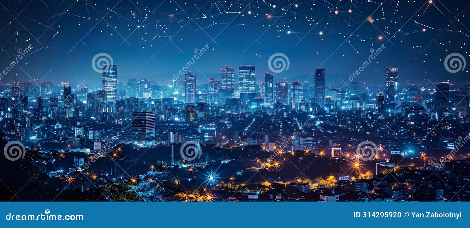Smart Cityscape: IoT Connectivity Blueprint. Concept Smart ...