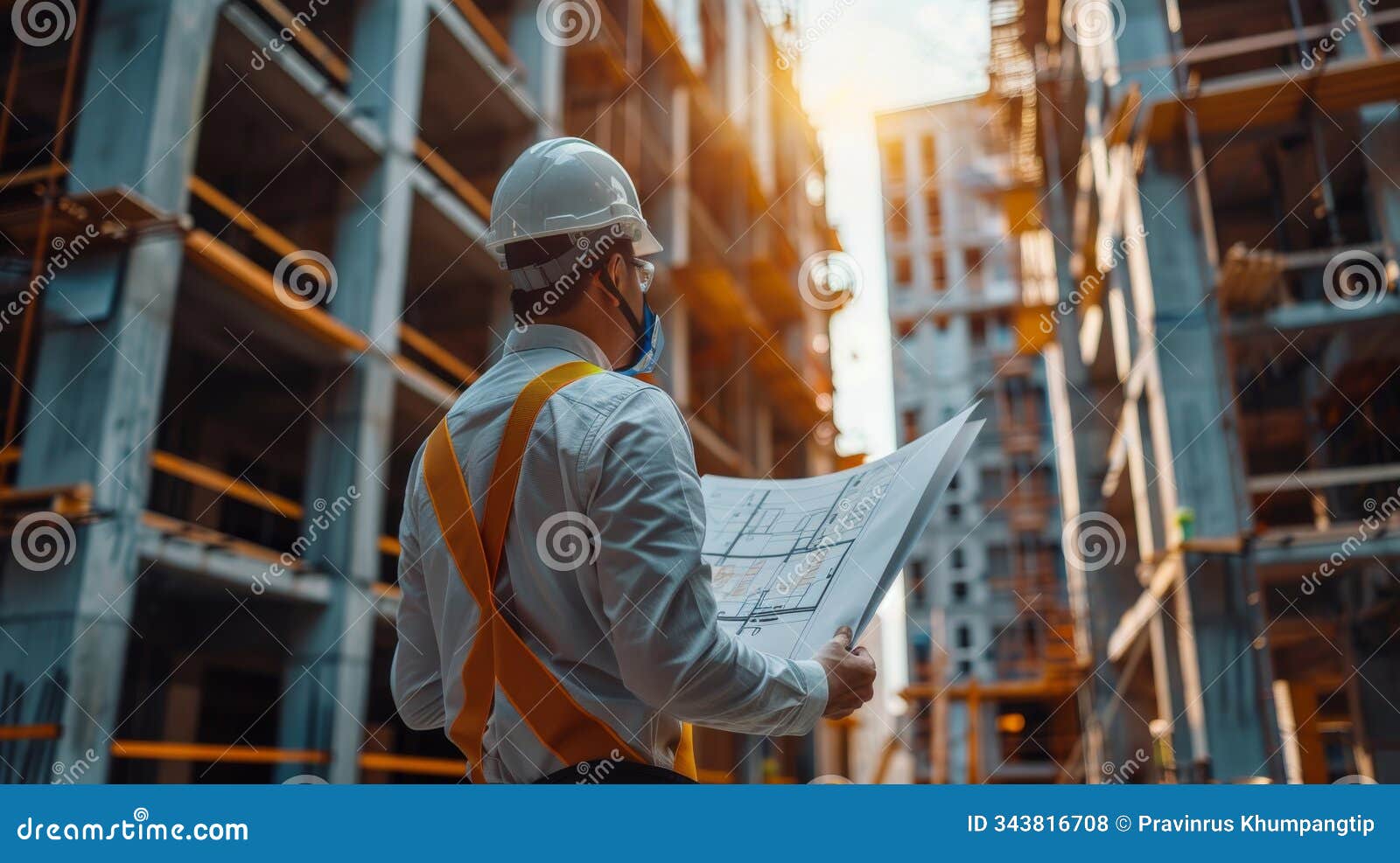Civil Architect Engineer Inspecting Structure Road Construction Of ...