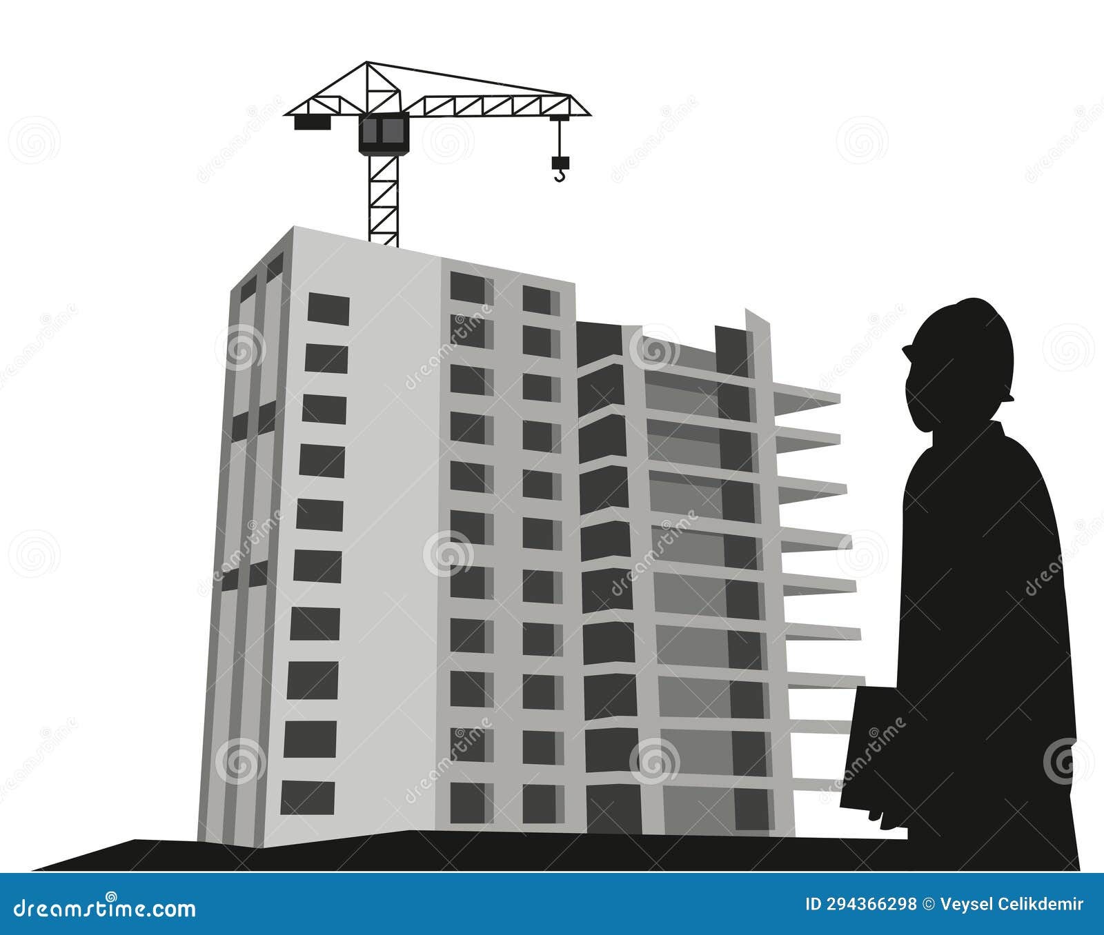 Smart Civil Architect Engineer Inspecting and Working Outdoors Building ...