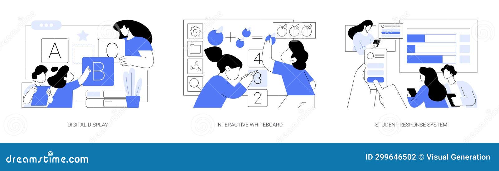 Smart Classroom Technology Isolated Cartoon Vector Illustrations Se ...