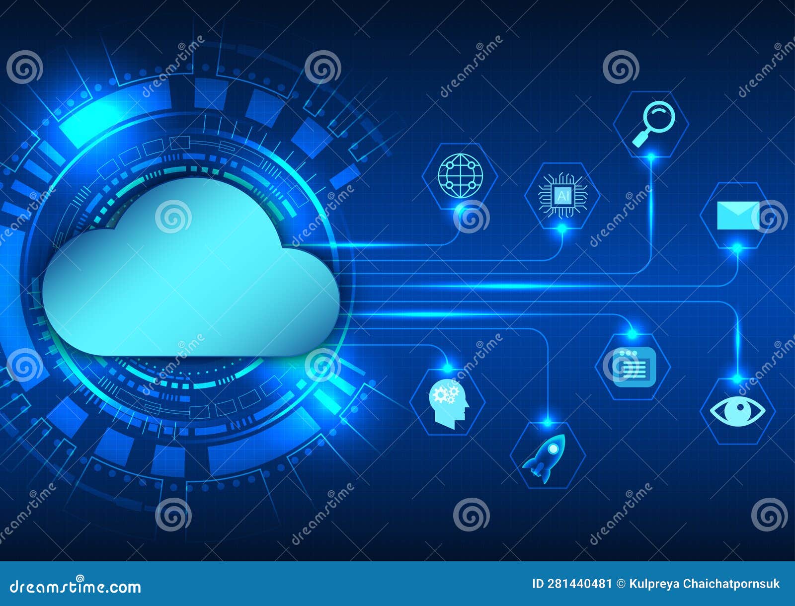 Smart Cloud Technology with a Technology Circle Background with an ...