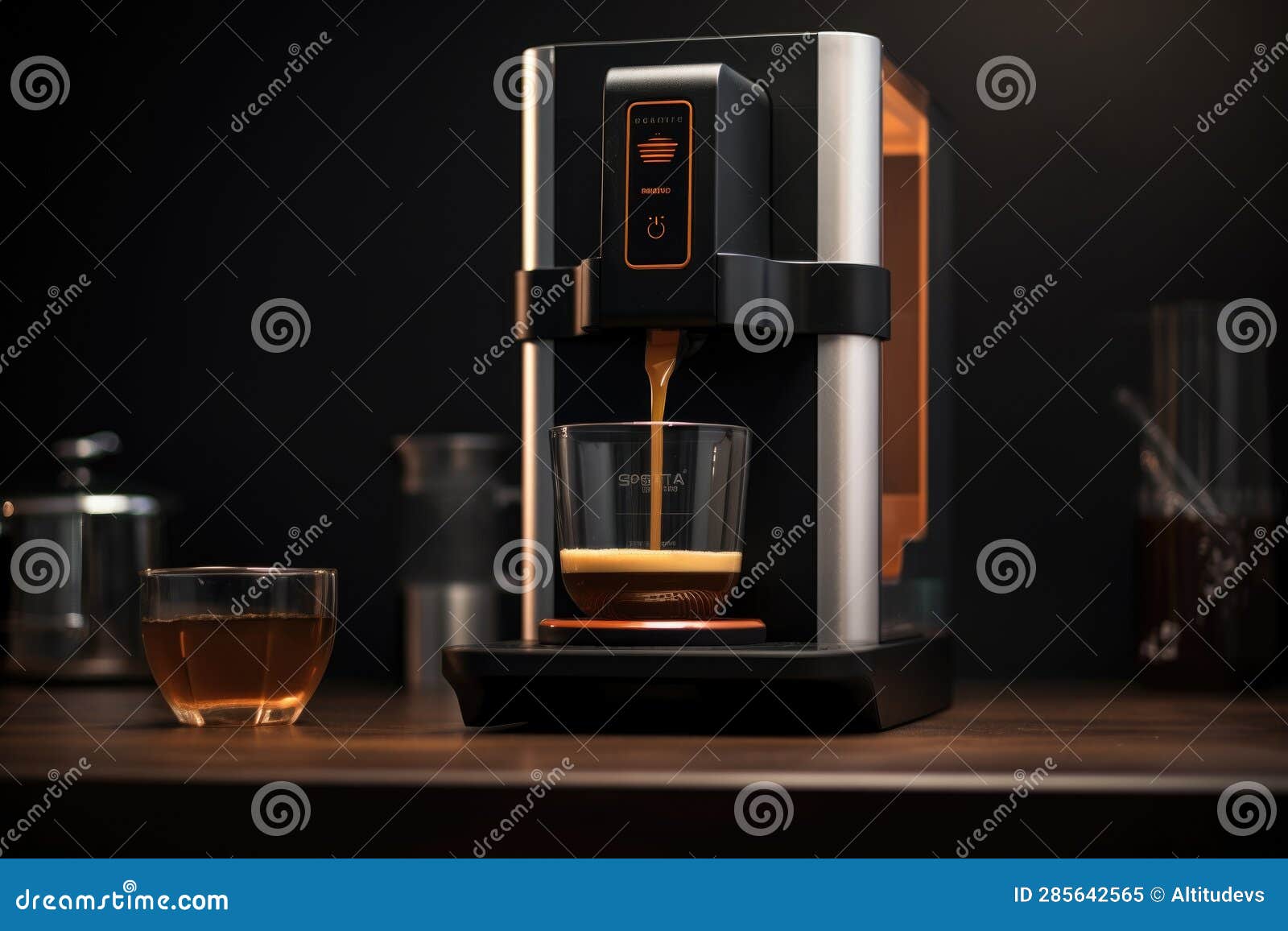 Smart Coffee Machine Brewing a Fresh Cup of Coffee Stock Illustration ...