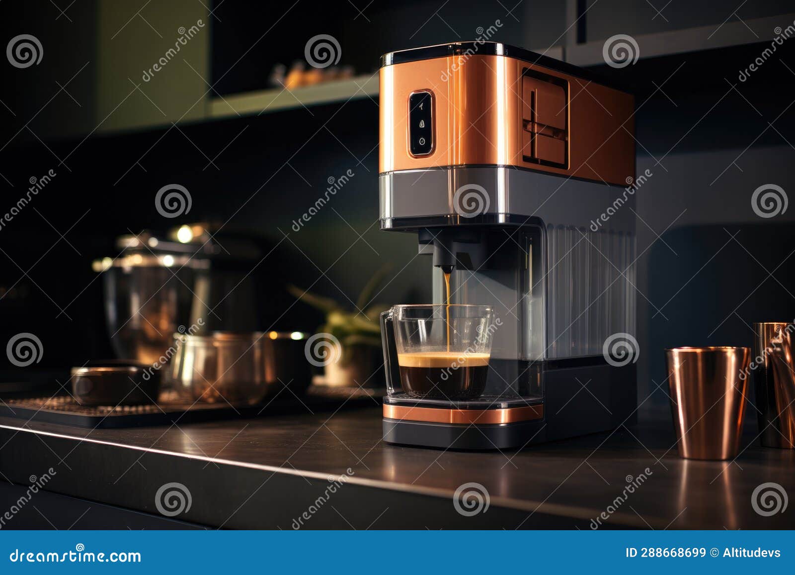 Smart Coffee Machine Brewing a Fresh Cup of Coffee Stock Image - Image ...