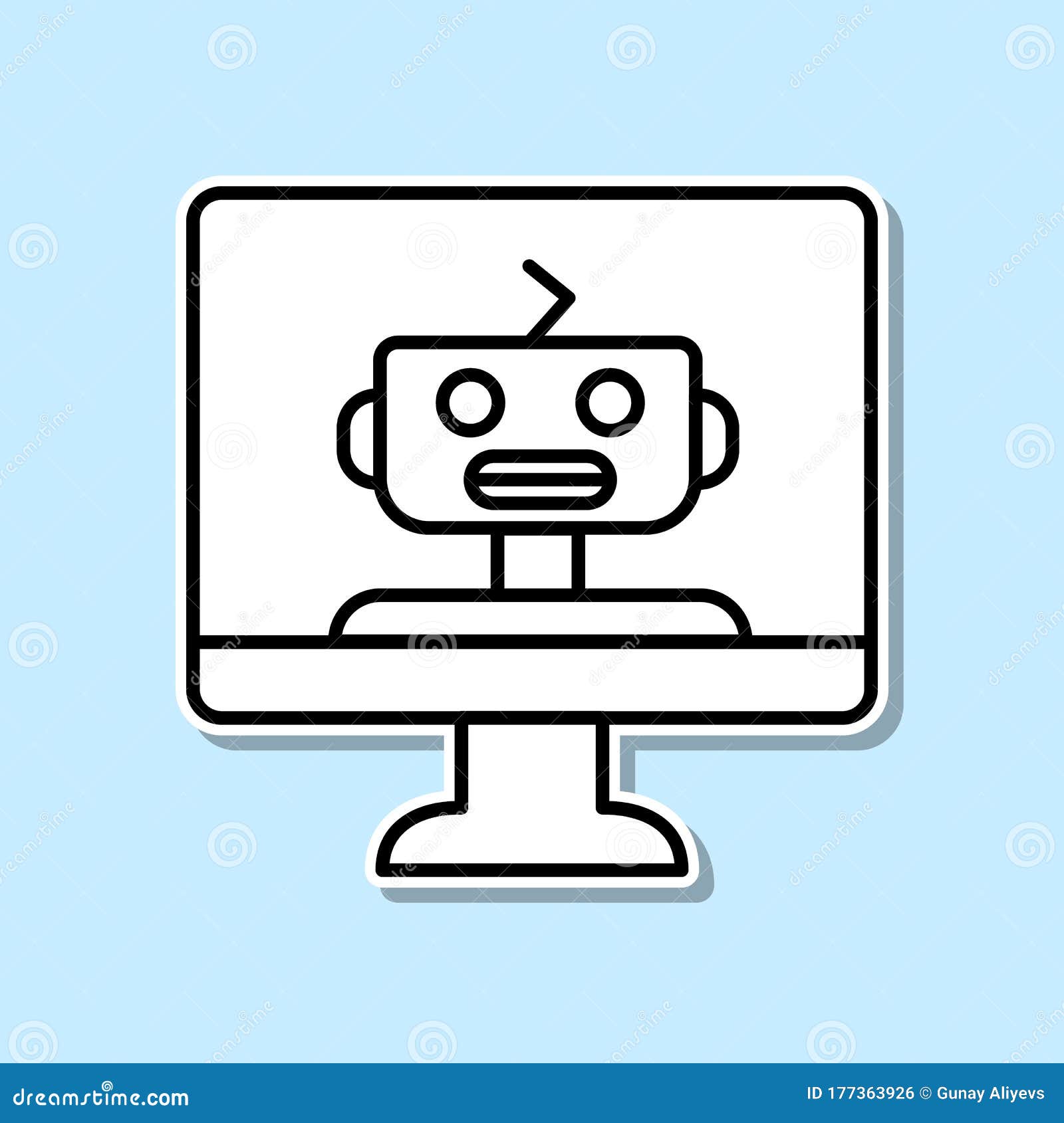 Smart Computer Sticker Icon. Simple Thin Line, Outline Vector of ...