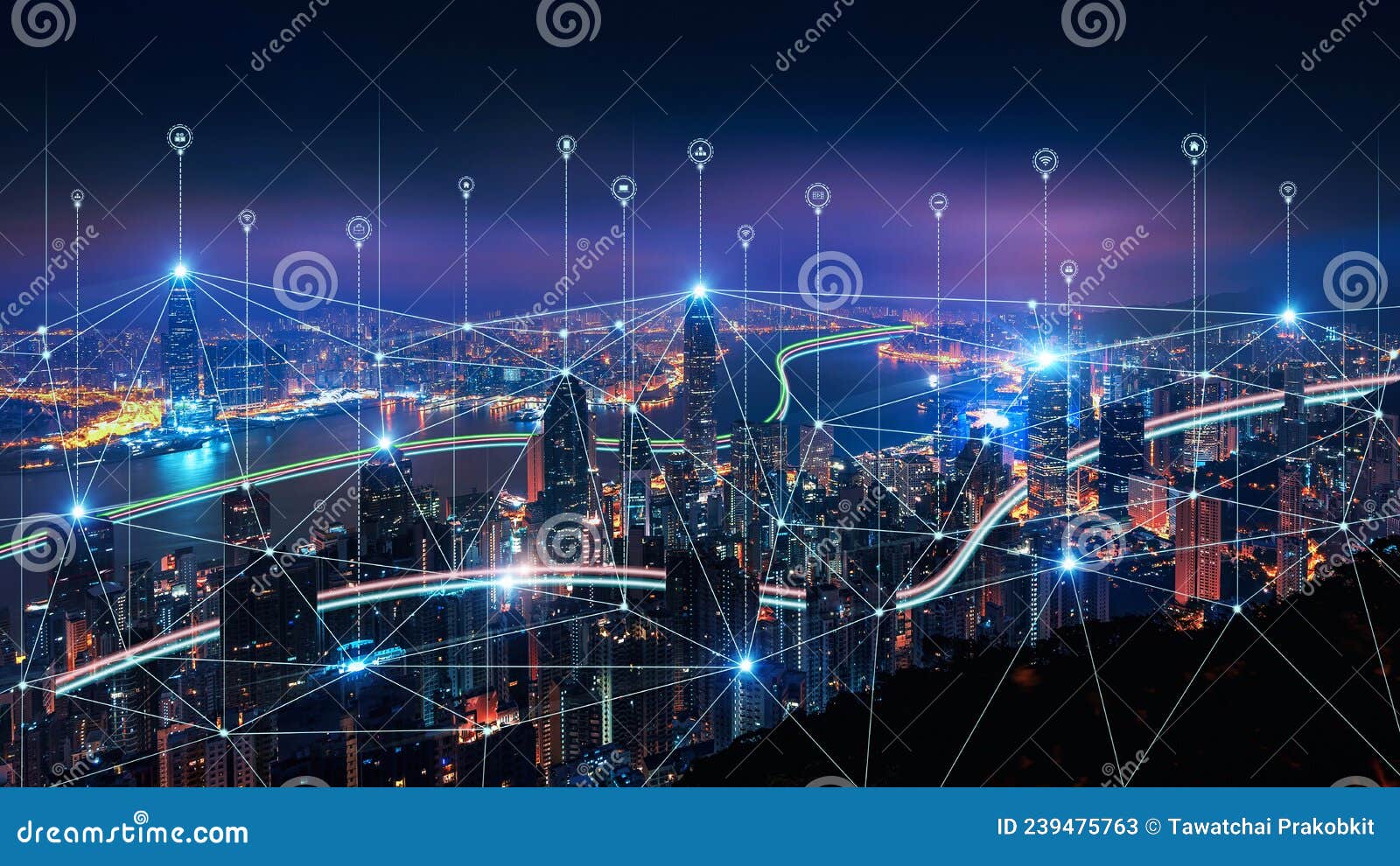 Smart Connection Network System, Smart City Network Concept, 5G ...