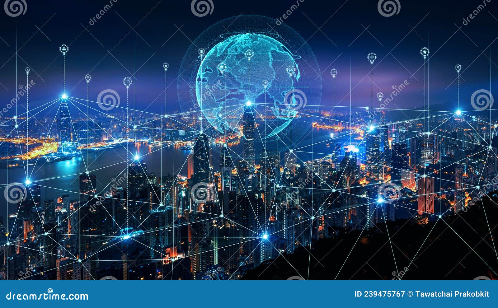 Smart Connection Network System, Smart City Network Concept, 5G ...