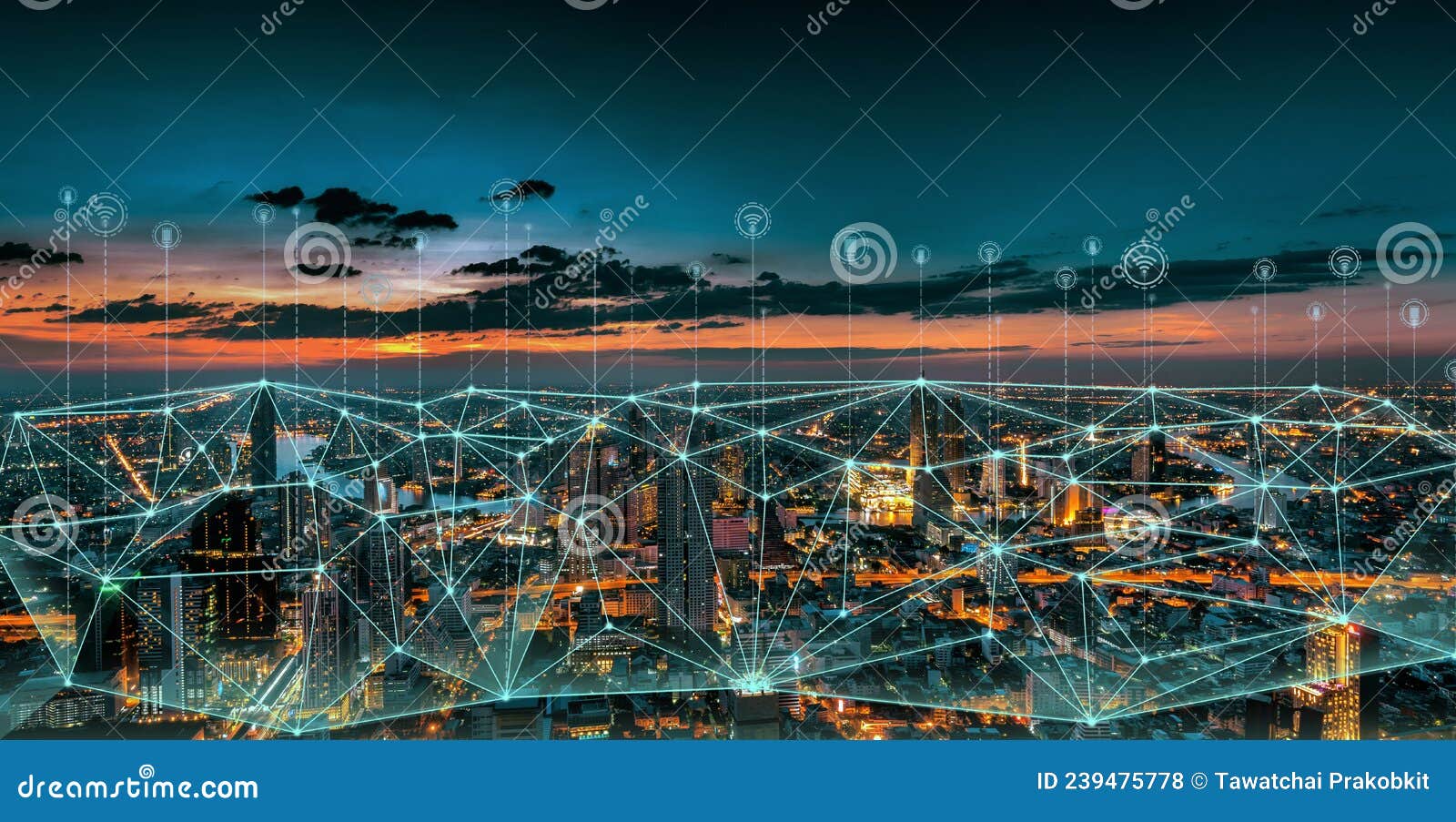 Smart Connection Network System, Smart City Network Concept, 5G ...