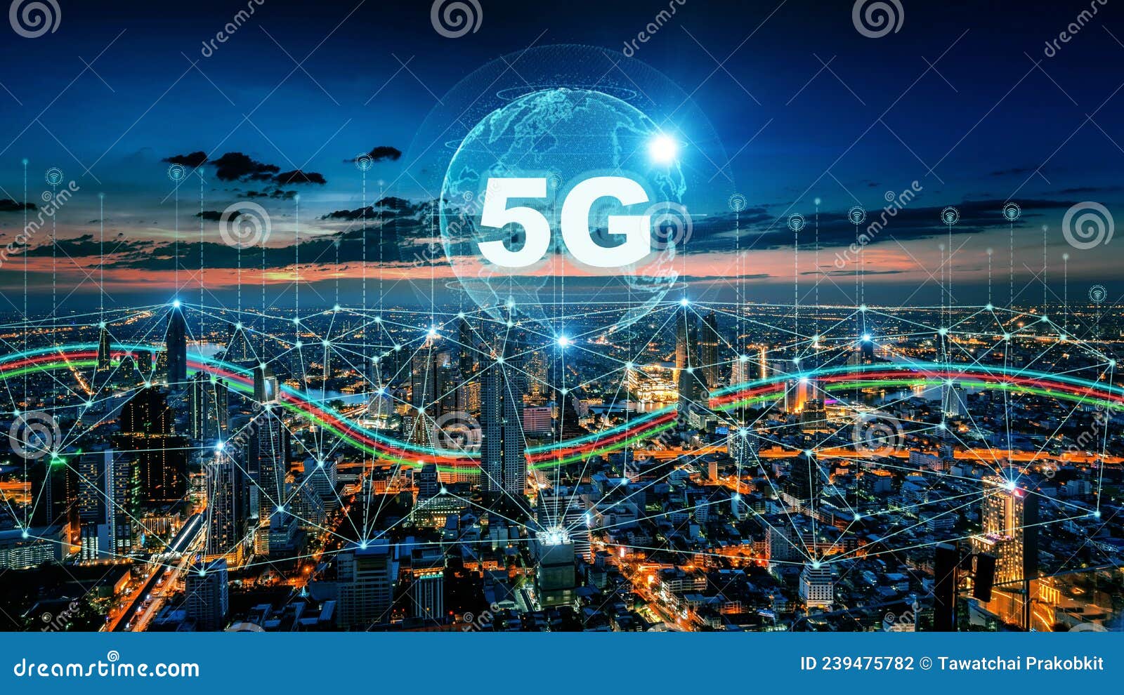 Smart Connection Network System, Smart City Network Concept, 5G ...