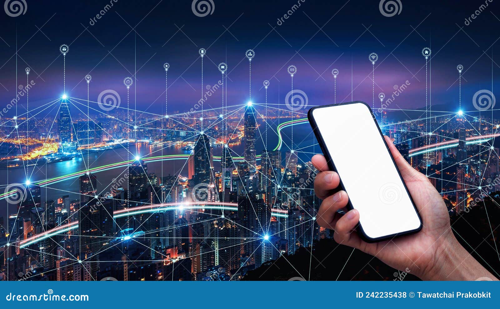 Smart Connection Network System, Smart City Network Concept, 5G ...