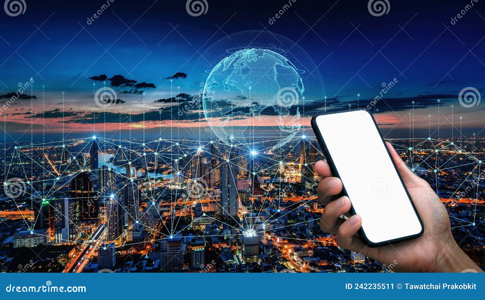 Smart Connection Network System, Smart City Network Concept, 5G ...