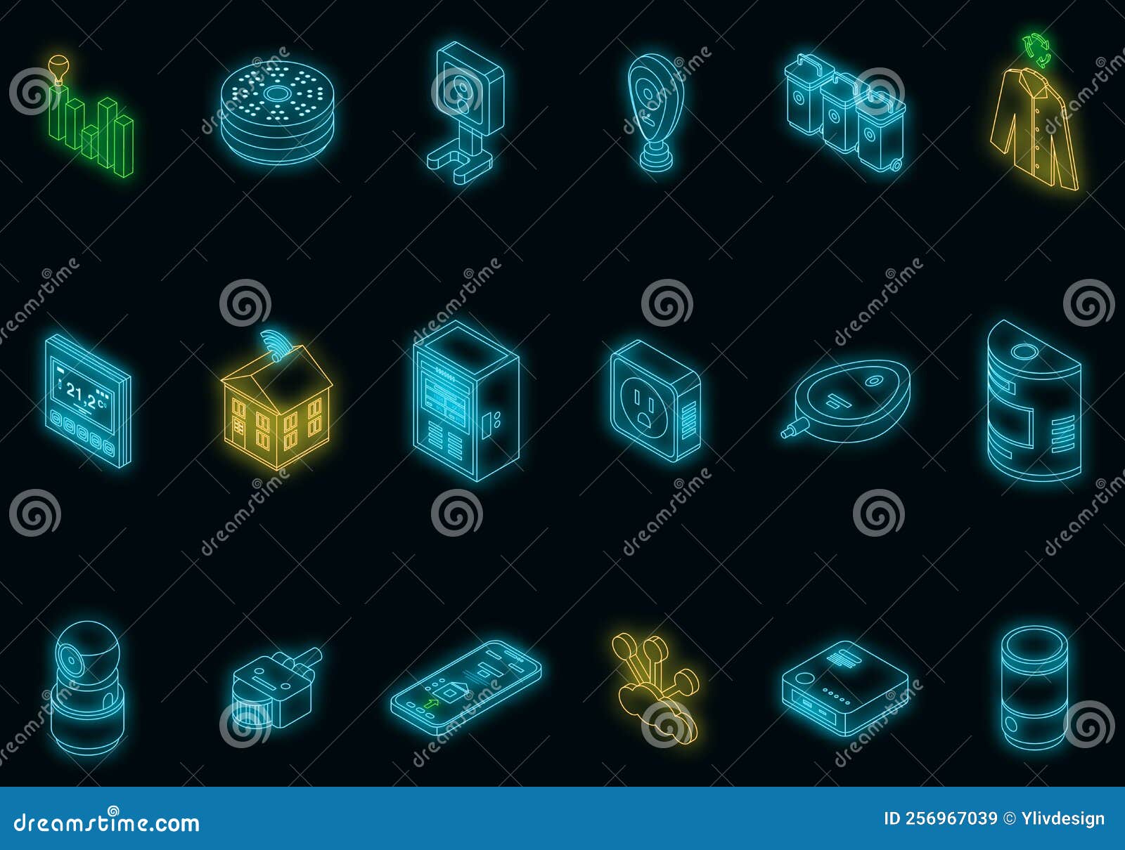 Smart Consumption Icons Set Vector Neon Stock Vector - Illustration of ...