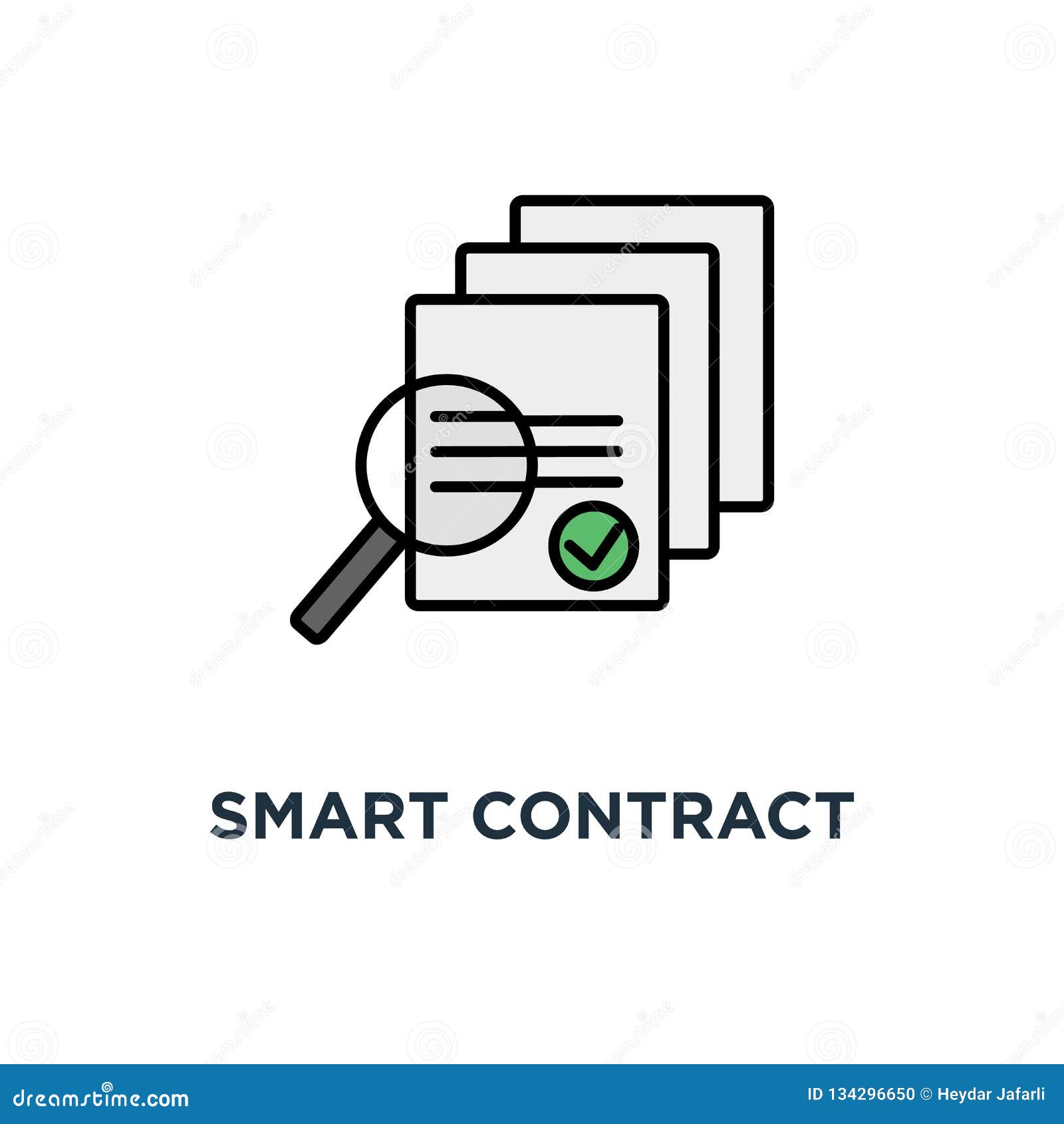 Smart Contract Audit or Smart Contract Review Icon, Symbol of Outline ...