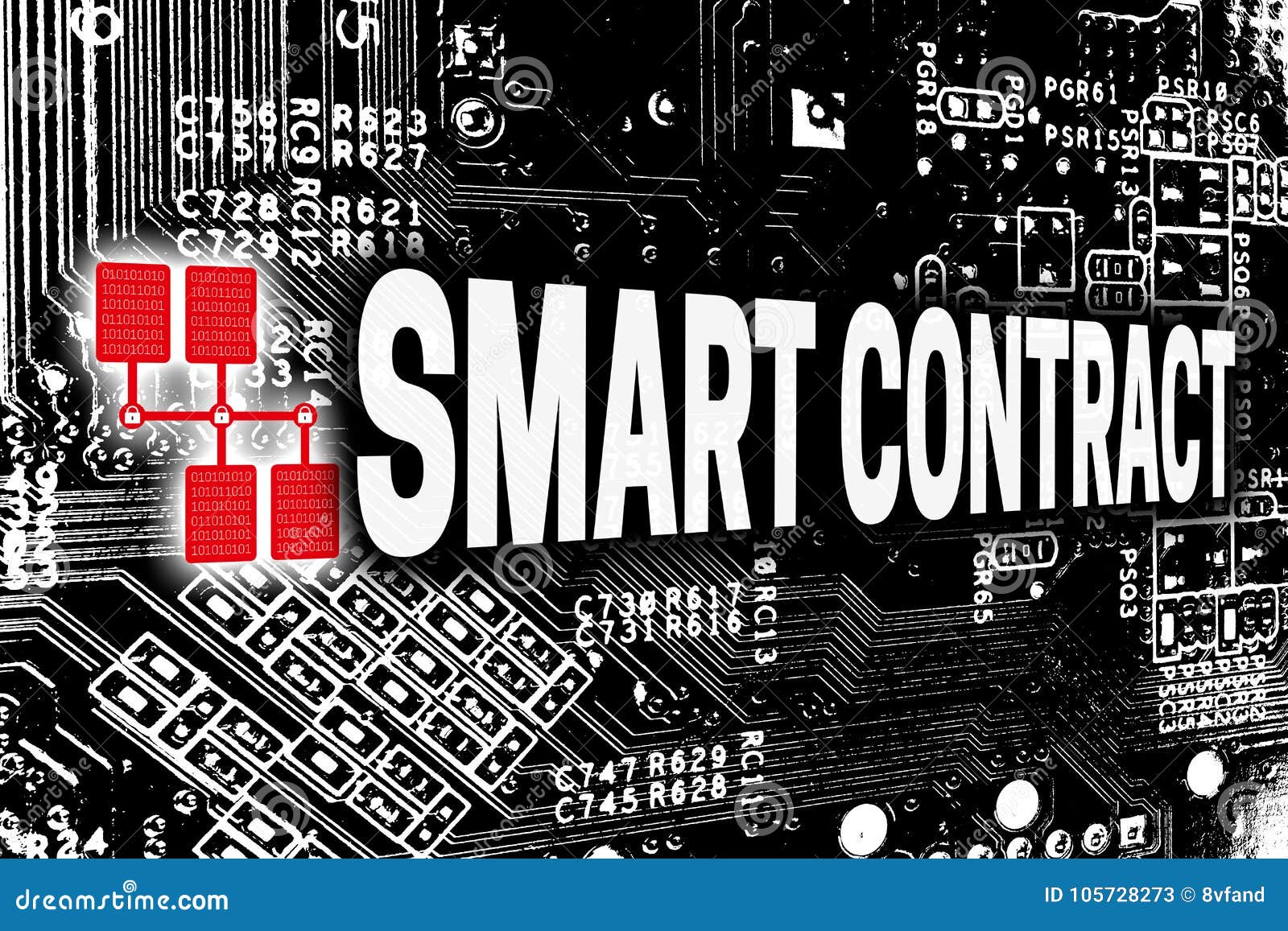 Smart Contract On Modern Server Room Background. Business Technology ...