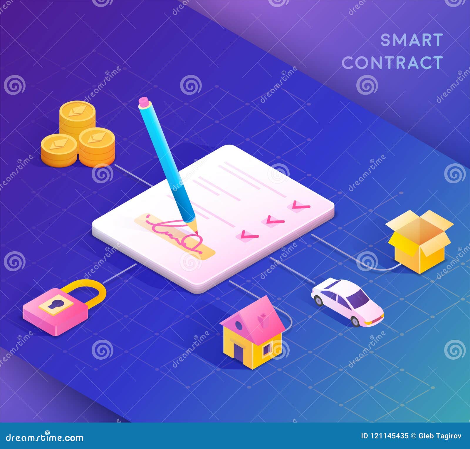 Smart Contract Concept Illustration. Stock Vector - Illustration of ... Smart Contract Concept Illustration. Stock Vector - Illustration of ...