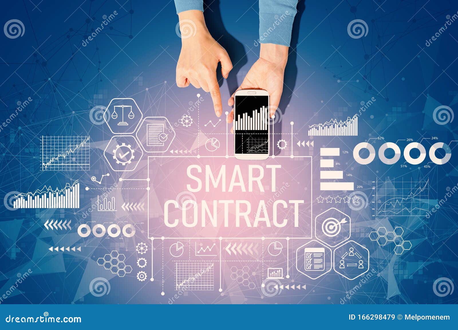 Smart Contract Concept with Person Using a Smartphone Stock Image ...