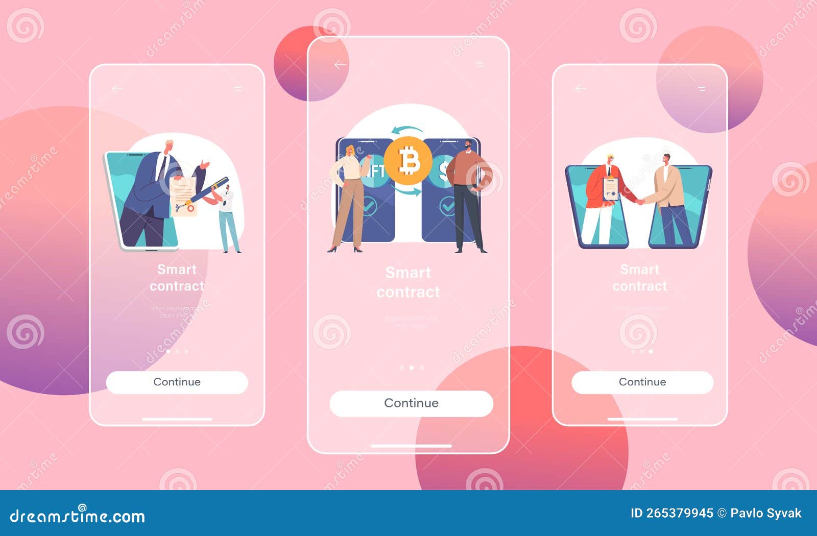 Smart Contract Execution Mobile App Page Onboard Screen Template ...