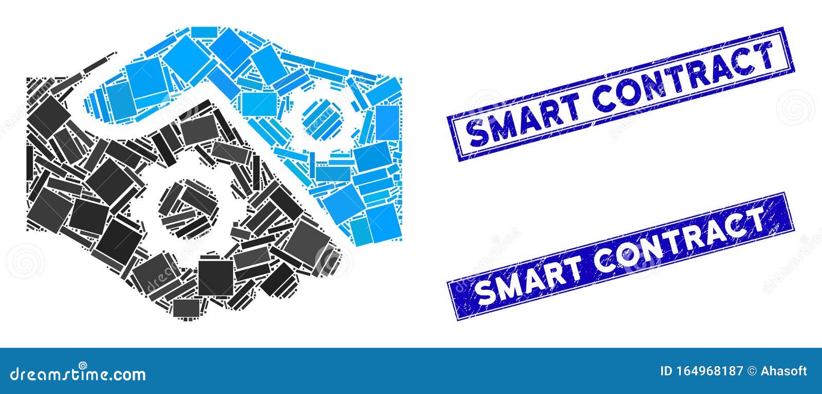 Smart Contract Handshake Mosaic and Grunge Rectangle Watermarks Stock ...