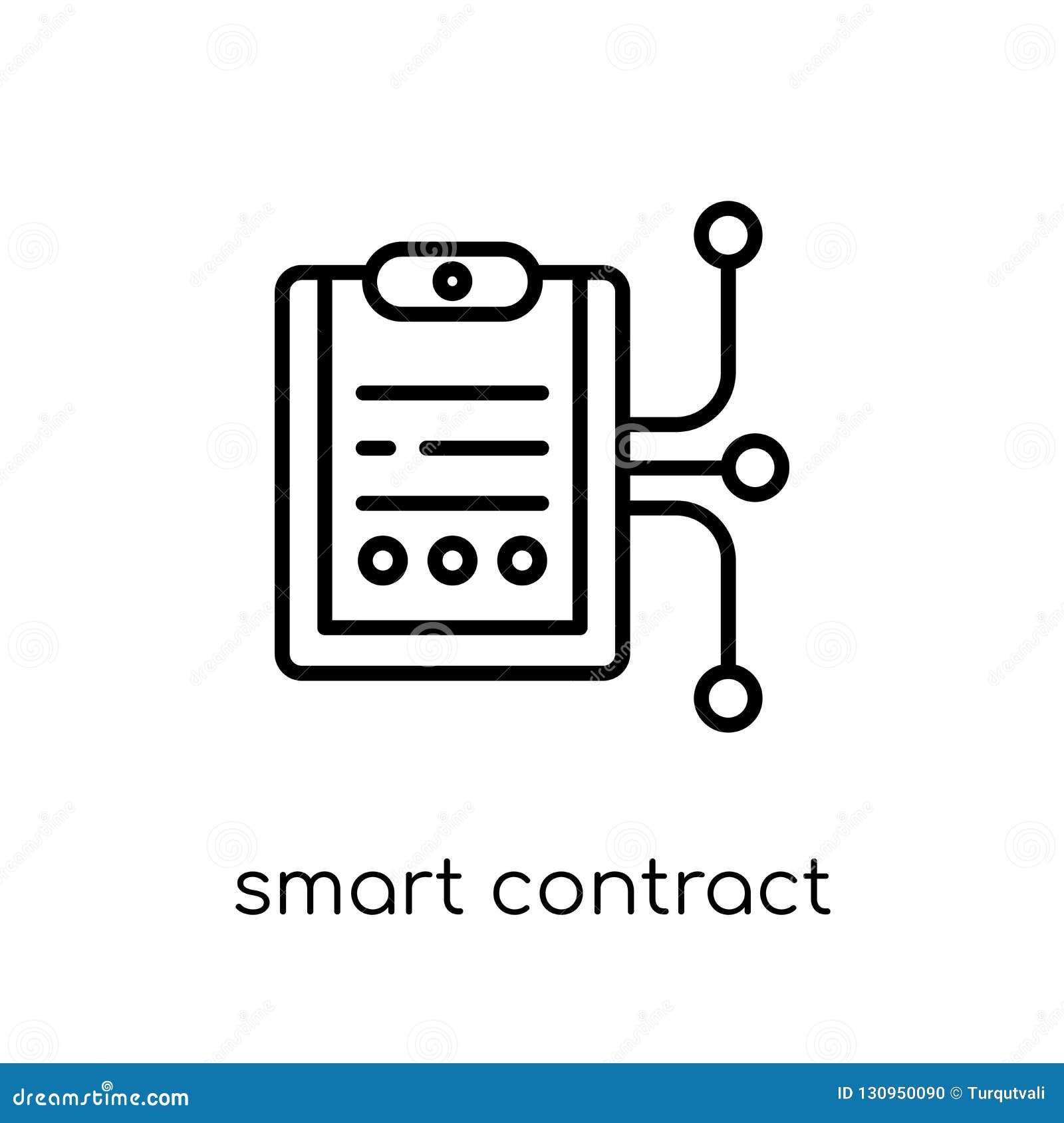 Smart Contract Icon Trendy Modern Flat Linear Vector Smart Cont Stock