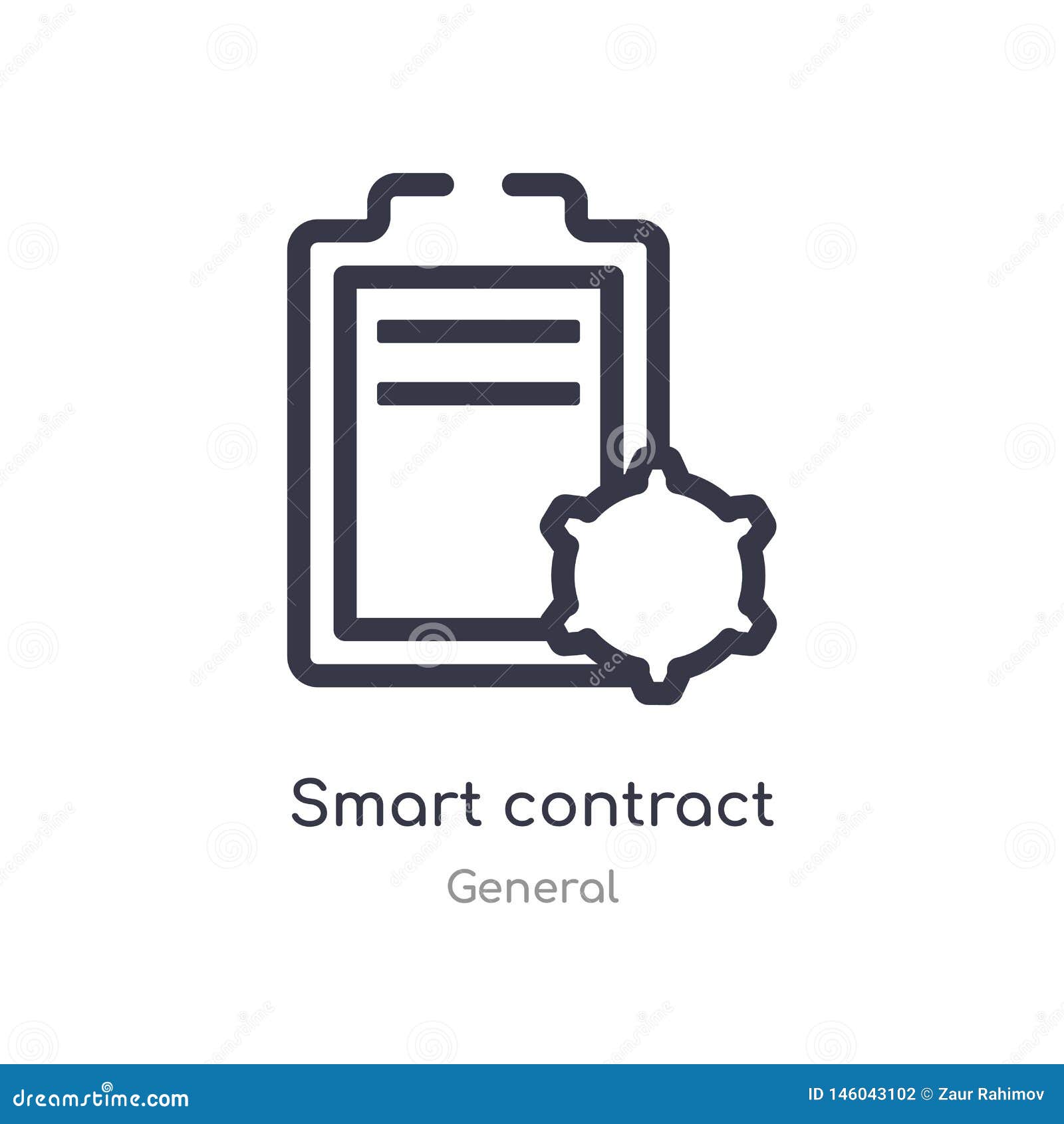 Smart Contract Outline Icon Isolated Line Vector Illustration From